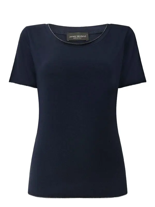 JAMES LAKELAND Short Sleeve Navy Top - Blue