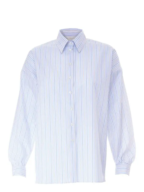 SOFIA TSERETELI Striped Cotton Shirt - Blue/white