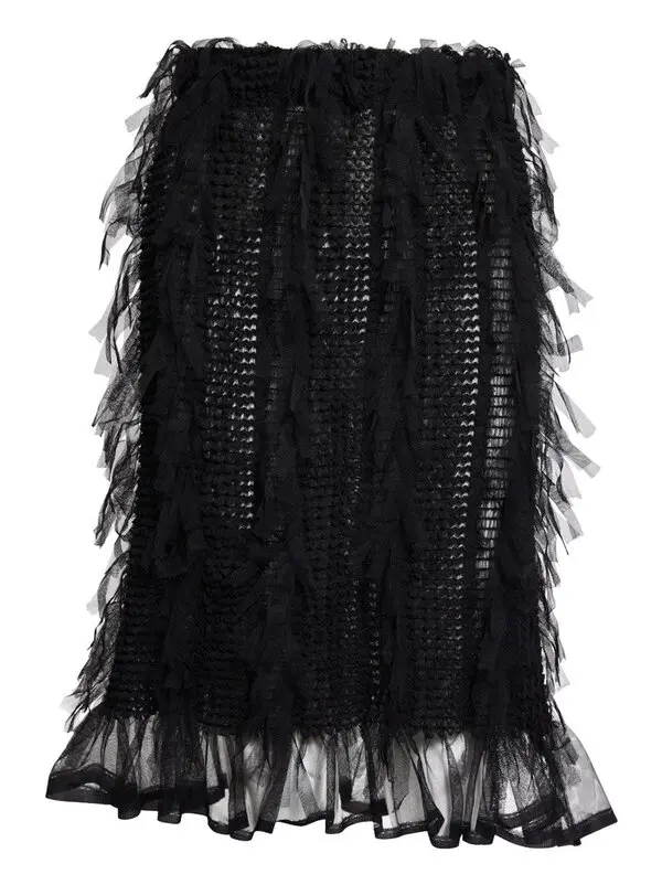 SARAH REGENSBURGER Fringe Midi Skirt - Black