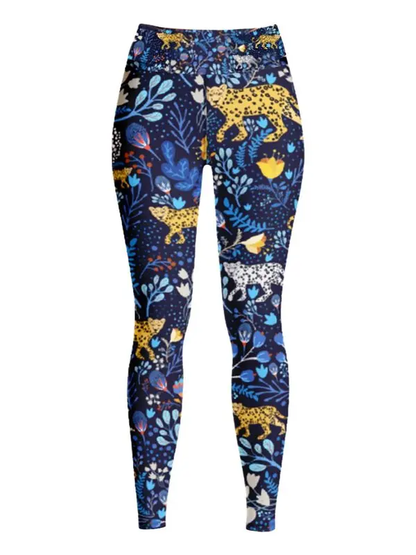 JESSIE ZHAO NEW YORK High Waist Yoga Leggings In Leopards - Blue