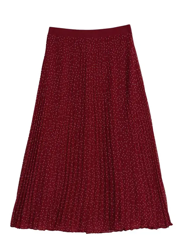 LOUCHE Riley Raindrop Pleated Midi Skirt - Red
