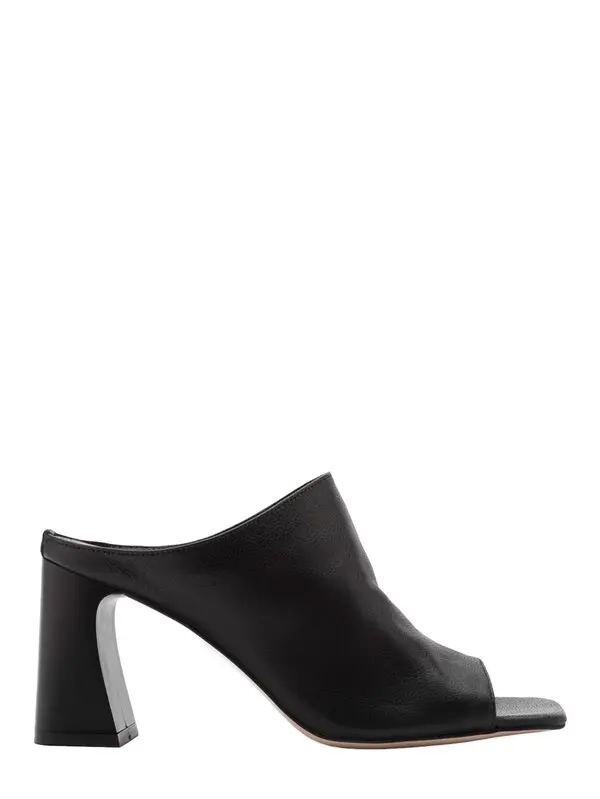 ILVI Geran Floater Leather Heeled Slide - Black