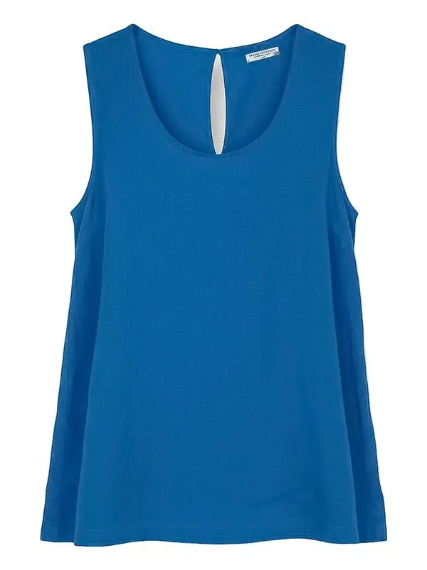Haris Cotton Basic Sleeveless Linen Top Sapphire - Blue
