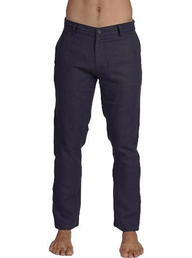 EIGHT X 100% Linen Slim Fit Pants Navy - Blue