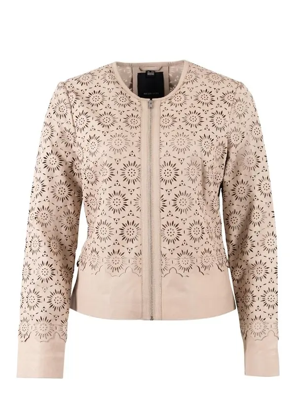 Mauritius Neutrals Floral Leather Jacket Lacey - Black
