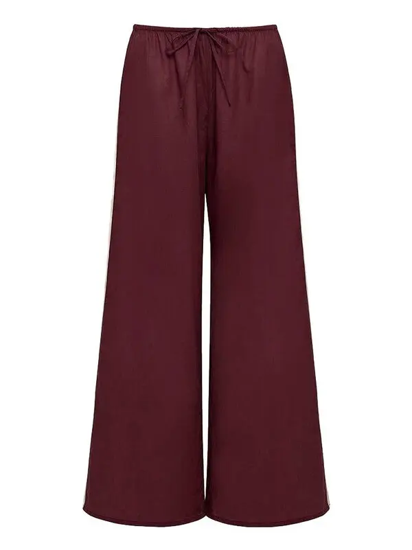 MONTCE Maroon Sporty Drawstring Wide-leg Pant - Red