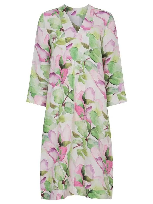 NOLOGO-CHIC Water Melon Print Picot Dress Linen Multi - Orange