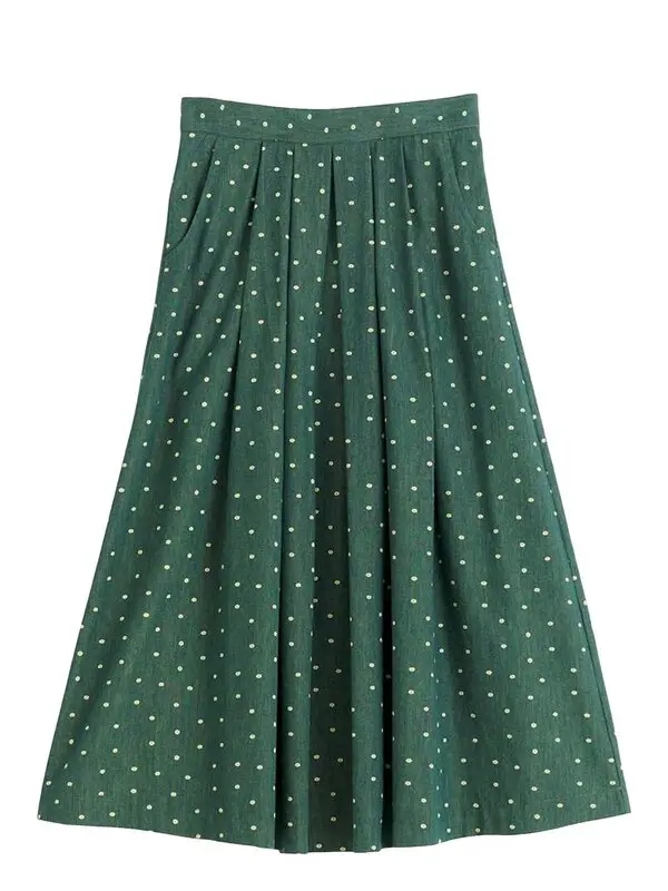 LOUCHE Pasadena Flower Dot Midaxi Skirt- Fern - Green