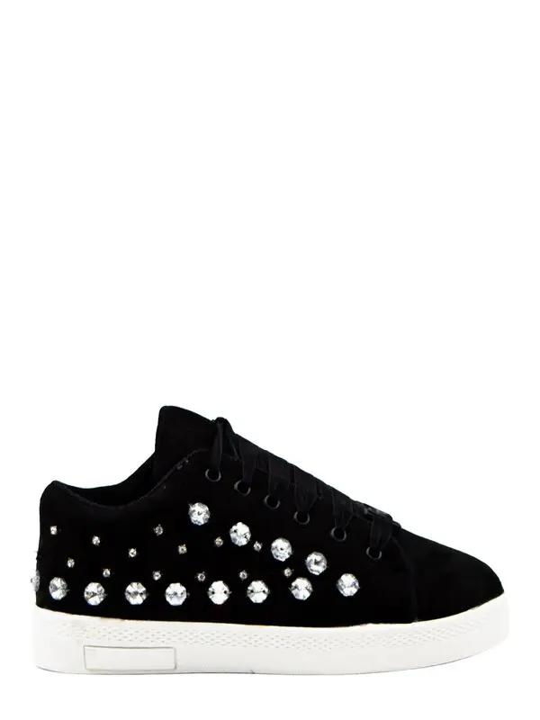 RETTROSE Bella Luxury Canvas Handmade Embellished Tennis Shoe - Black