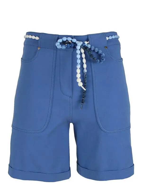 LALIPOP DESIGN High-waisted Stretch Cotton Indigo Shorts - Blue