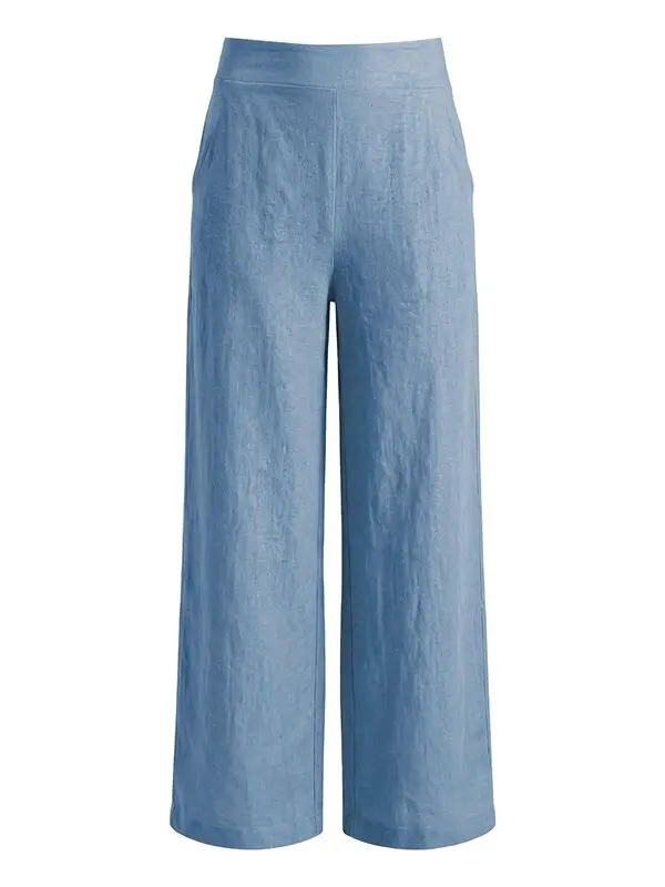 JAMES LAKELAND Denim Linen Wide-leg Trousers - Blue