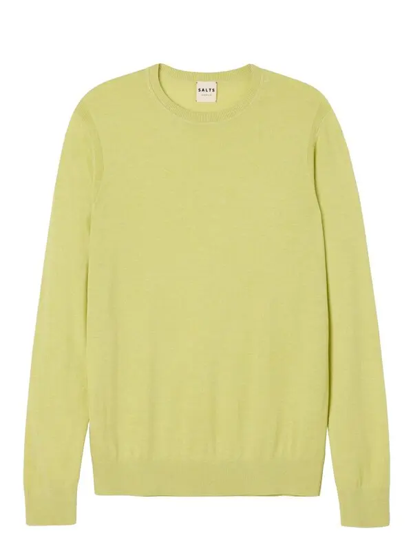 SALTS CASHMERE Fine Knitted Crew Neck Sweater Limeade - Green