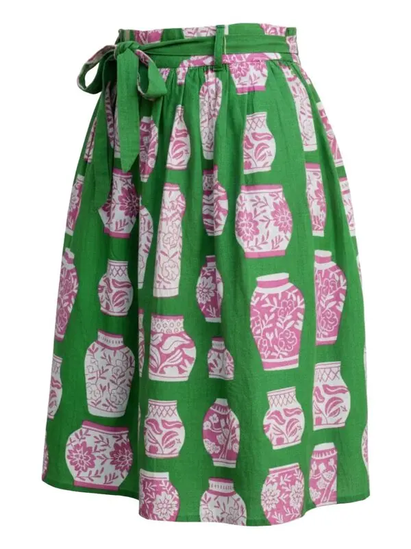 MARY MARSHMALLOW Short Wrap Skirt Ginger Jar - Green