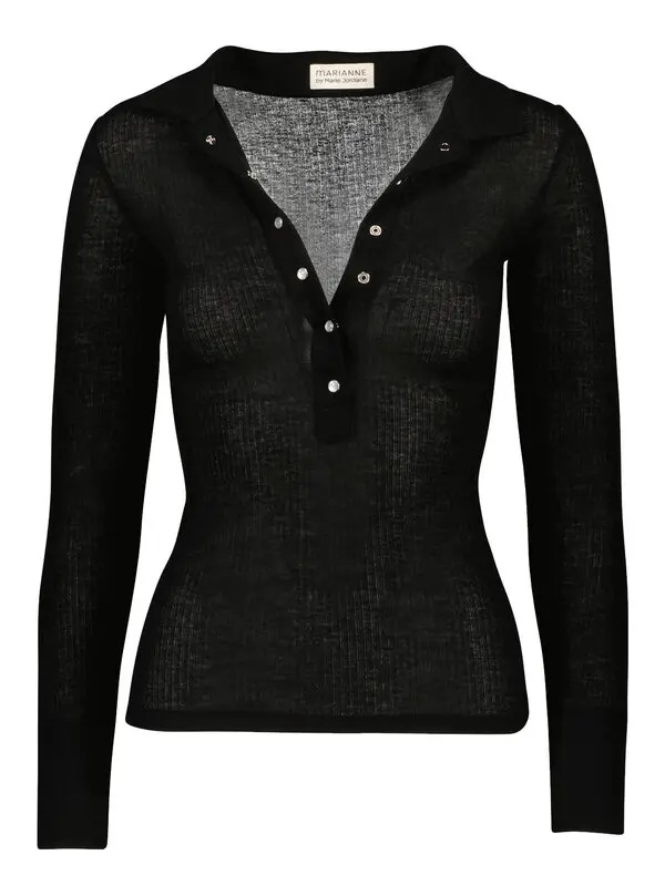 MARIANNE BY MARIE JORDANE Britney Polo Neck Sweater - Black
