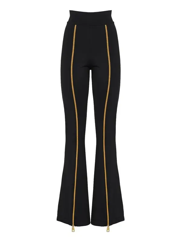 ANTONINIAS Zipnisa Elegant High Waisted Pants With Golden Zip - Black