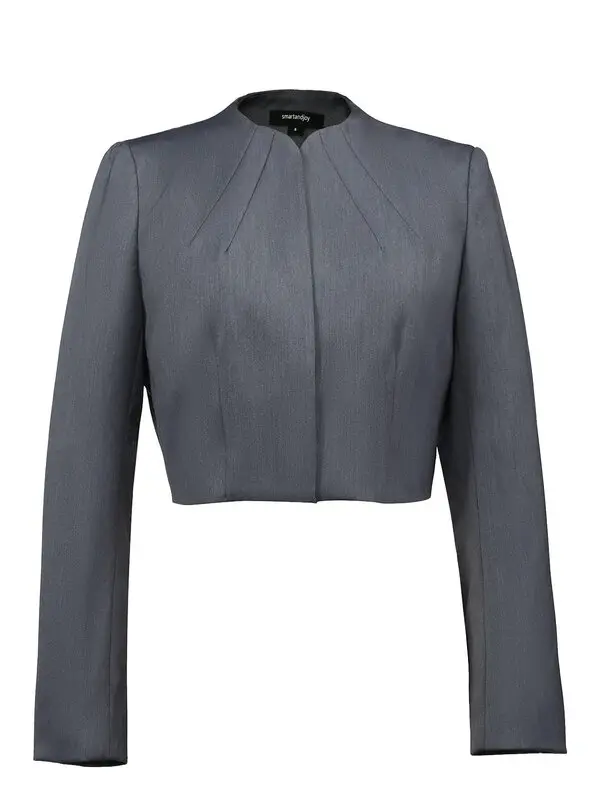 SMART AND JOY Crop Bolero Minimalist Blazer Dark - Grey