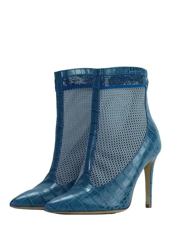 STESSA BY SARAH The Valentina Croc Mesh Boot In Shadow - Blue