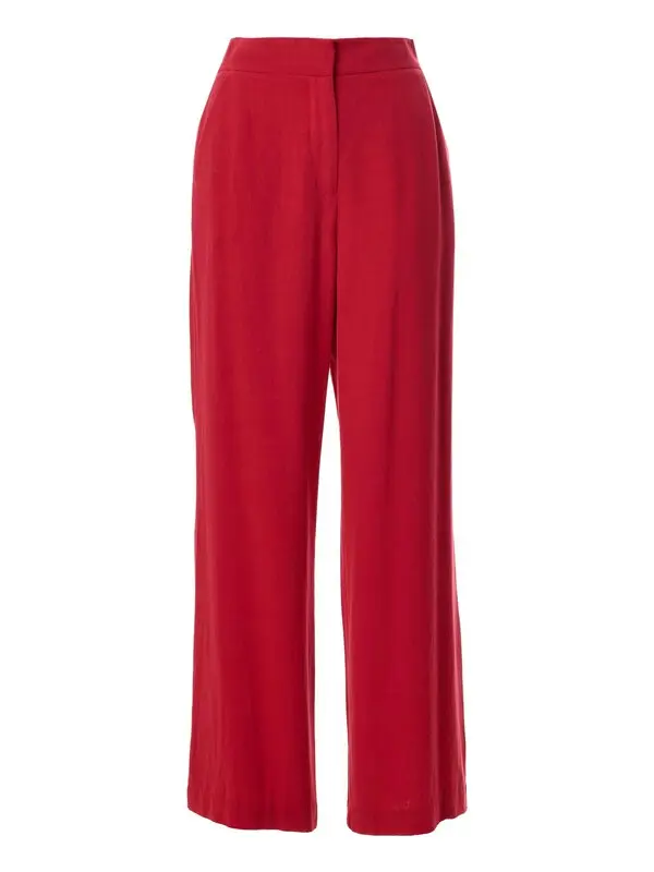 LOUCHE Tilde Linen Mix Wide Leg Trousers - Red
