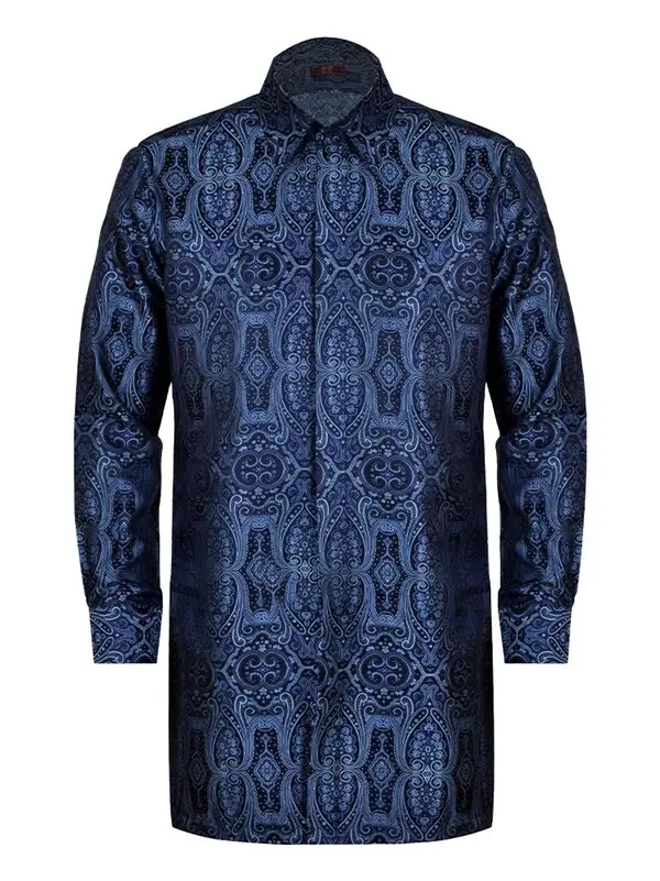 DAVID WEJ Kensington Floral Jacquard Tunic Shirt - Blue