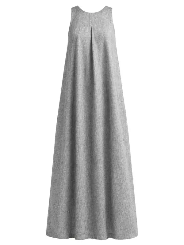 NIKKA PLACE Oversized Linen Kaftan Dress With Pockets In Gray Melange - Grey