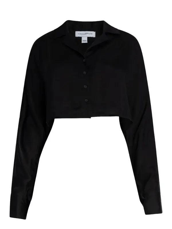 CIRCULAR PATH Crop Dolman Shirt - Black