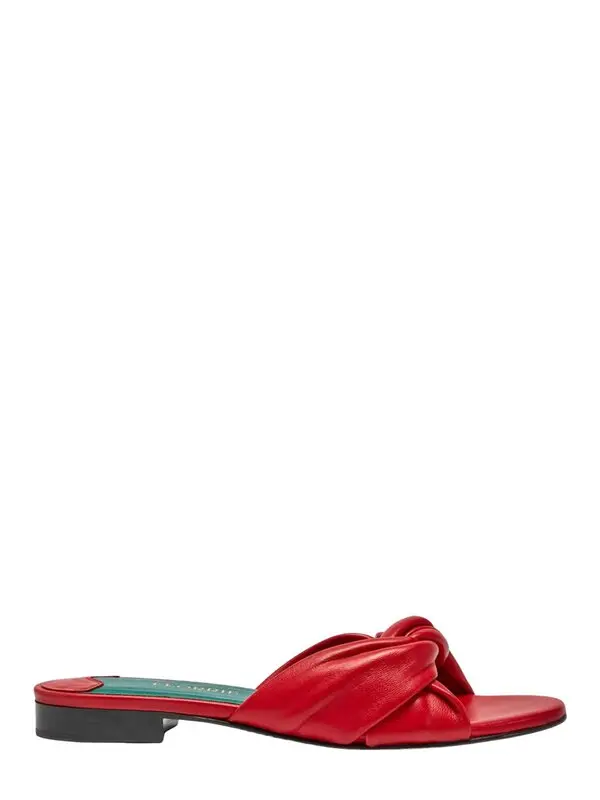 FLORRIE Emma Leather Flat Sandal - Red