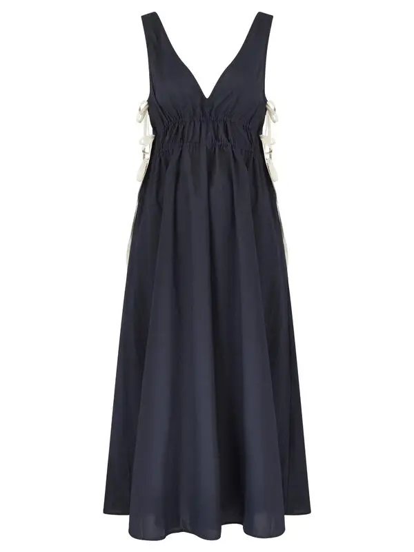 TRAFFIC PEOPLE Sandrine's Smile Navy Tie Waist The Last Song Maxi Dress - Blue