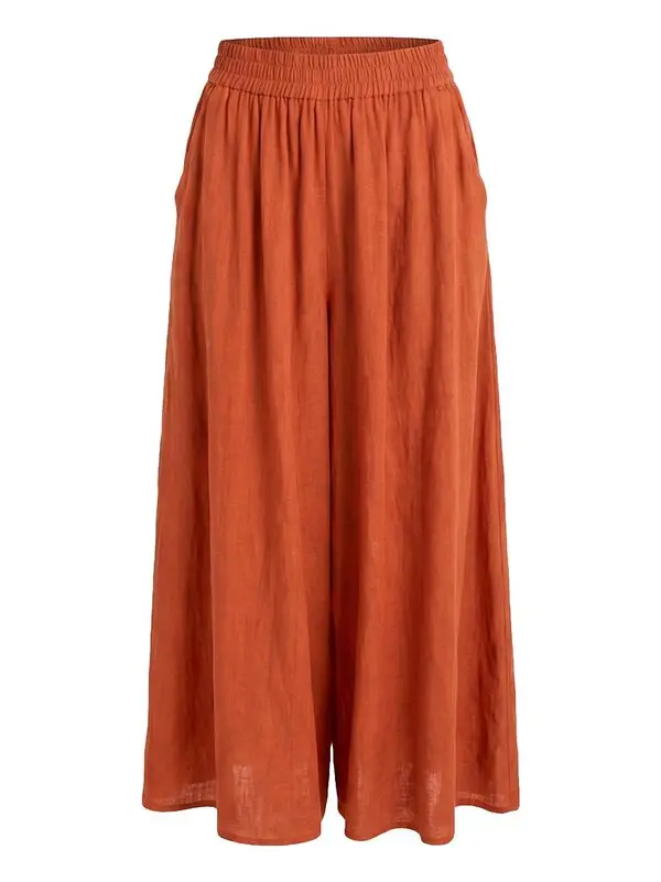 RAFFYA Sesame Elasticated Waist Maxi Skirt In Rust - Orange