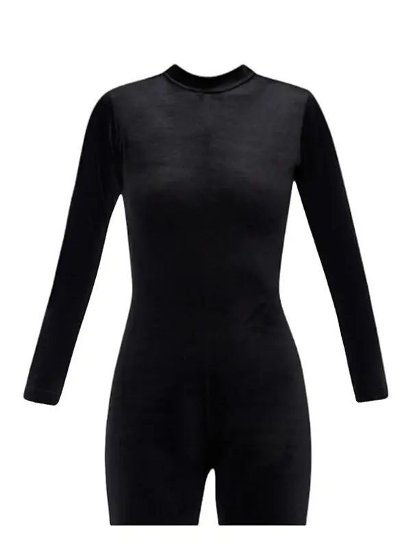 LIA ARAM Structured Velvet Catsuit - Black
