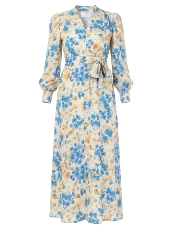 FRANCHETTI BOND Tomassa Pansies Occasion Dress - Blue