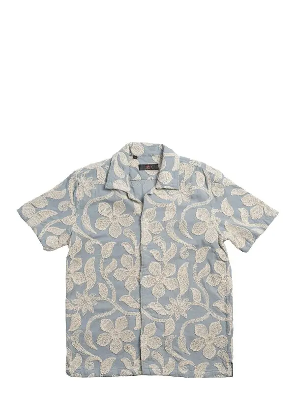 EIGHT X Neutrals / Oleander Artisan Short Sleeve Button Up Shirt - Blue