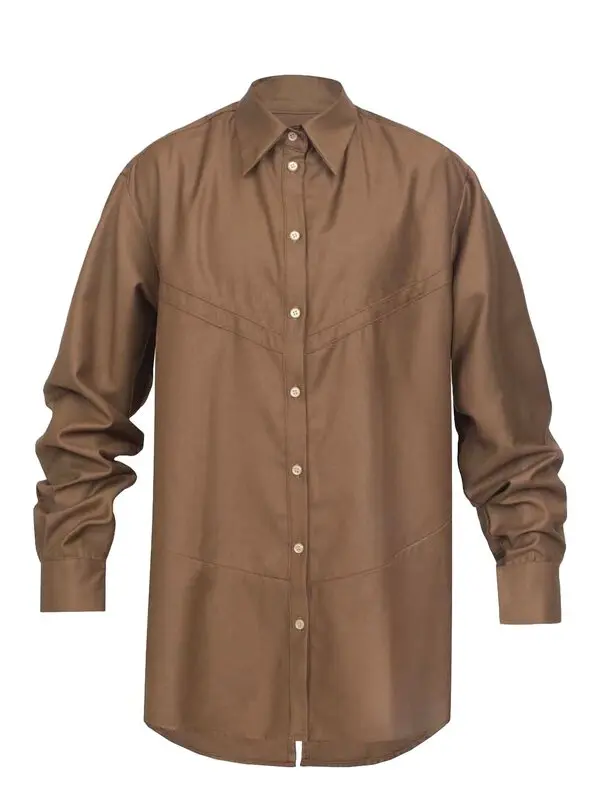 VAN BRUSSEL Sierra Panelled Shirt - Brown