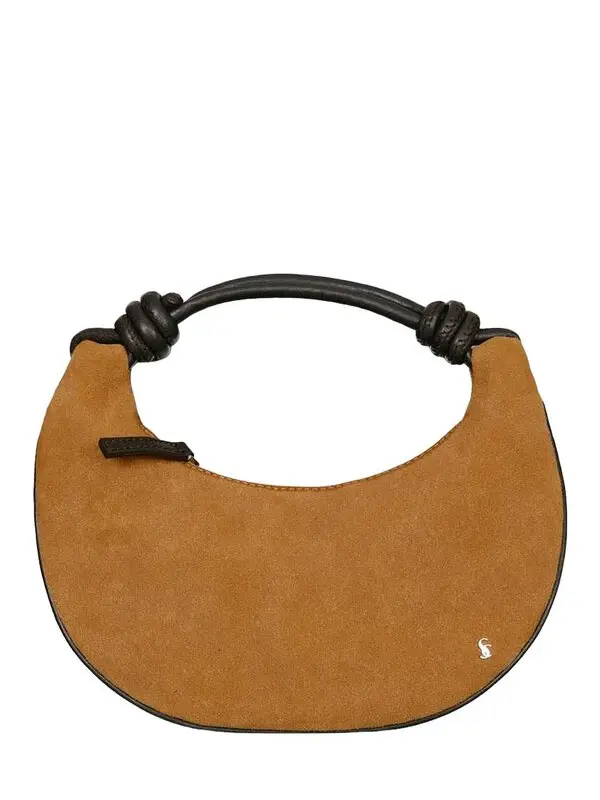 SUUD COLLECTION Tan Rope Knot Detail Suede Bag - Brown
