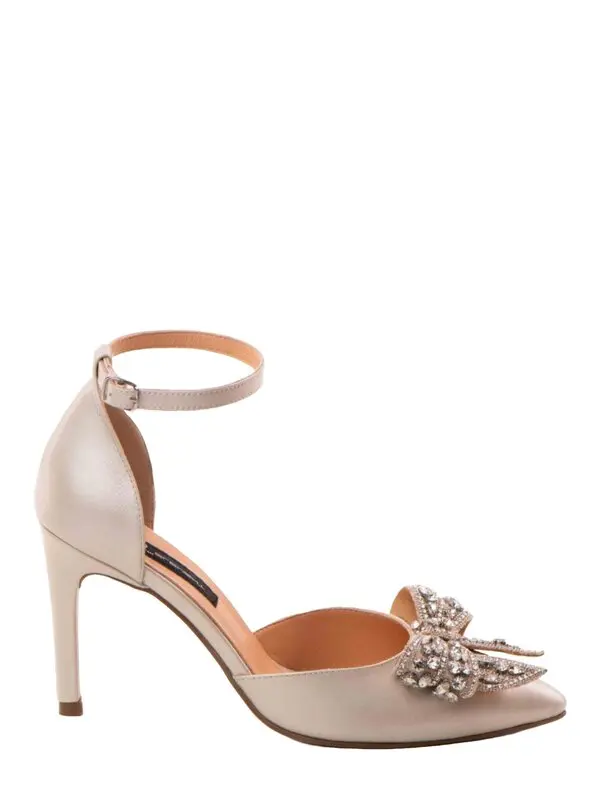 THE 5TH ELEMENT Neutrals Pearl Ivory Crystal Bow Stiletto - White