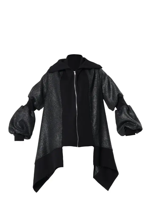 METAMORPHOZA Extravagant Asymmetrical Metallic Cardigan - Black