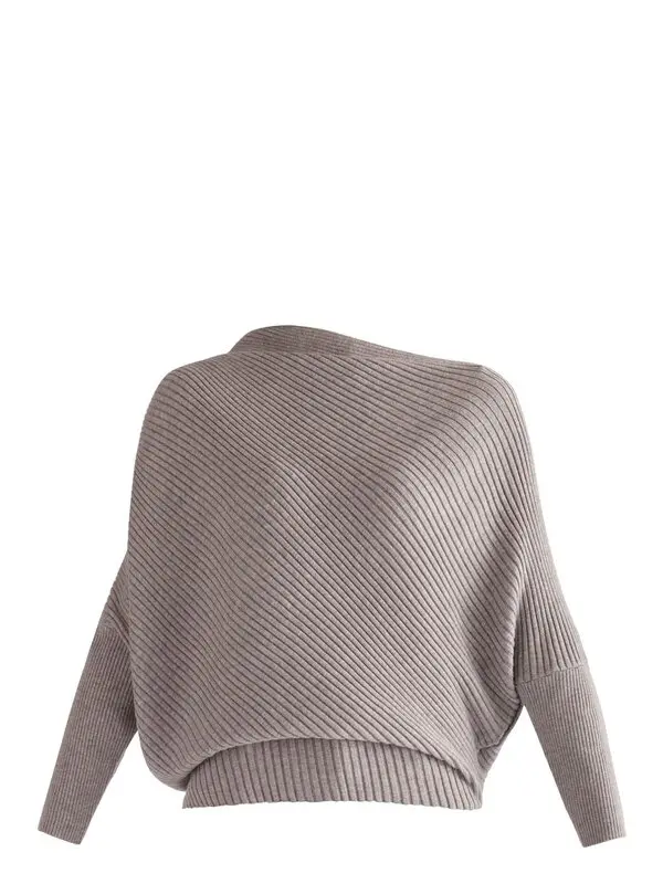 PAISIE Draped Knitted Jumper - Grey