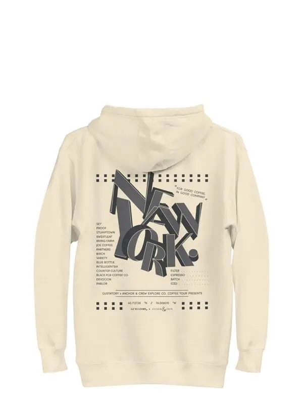 ANCHOR & CREW Neutrals Natural Gustatory New York Coffee Scene Cotton Blend Embroidered Hoodie - Brown