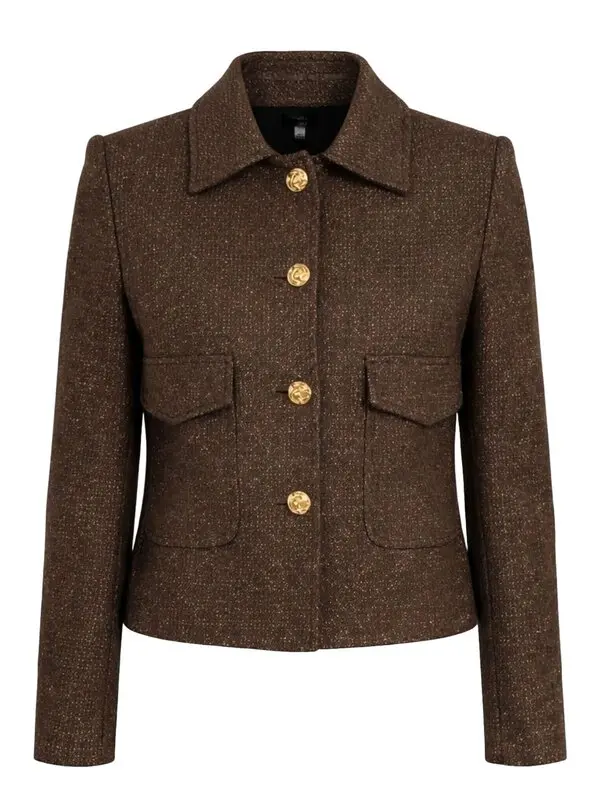 NUVV COLLECTION Tweed Jacket With Gold Buttons - Brown