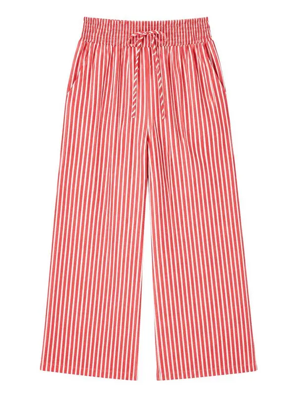 YUMI Stripe Relaxed Trousers - Red