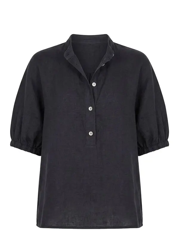 JAMES LAKELAND Relaxed Navy Linen Blouse - Blue