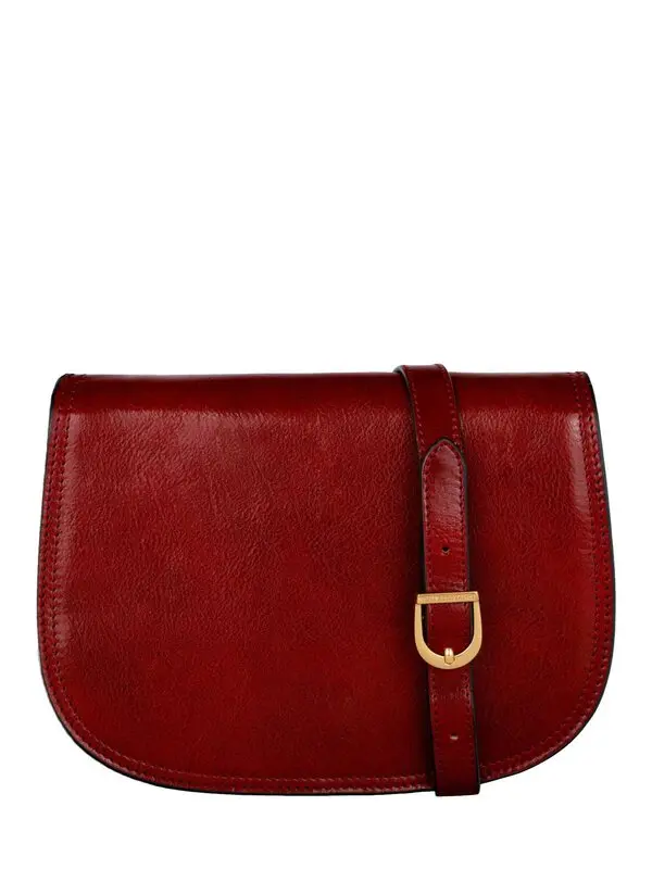 TIME RESISTANCE Leather Saddle Bag Moonfleet - Red