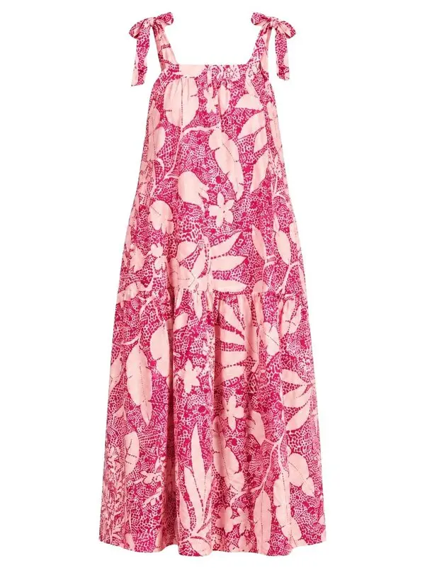 OH!ZUZA NIGHT&DAY Neutrals / Echo Viscose Maxi Dress Tie Shoulder & Belt Print - Pink