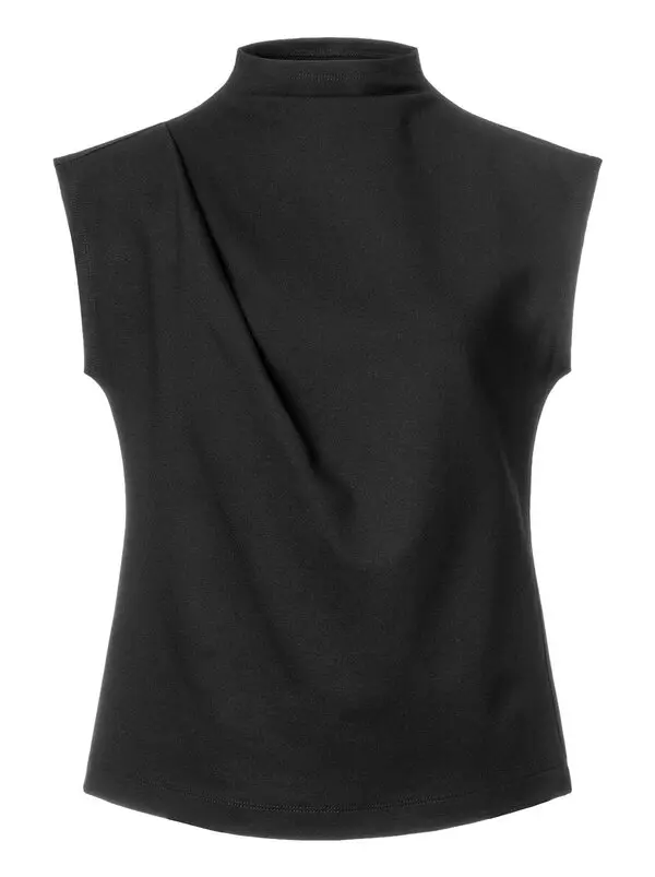 JANA COSHÈ Cocktail Blouse – Minimalist High-neck Event Top - Black