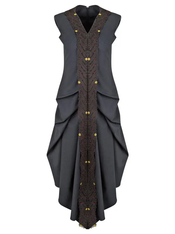 BOUTIQUE KAOTIQUE Hand-embroidered Indonesian Dress — Limited Edition From Jakarta - Grey