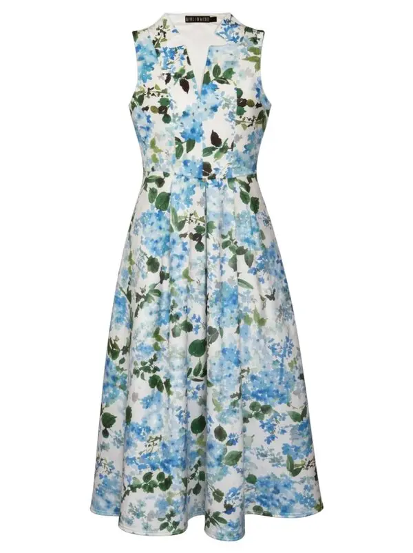 GIRL IN MIND Ameya Notch Neck Sleeveless Midi Dress Floral - Blue