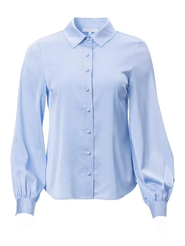 CARLOSLINES Button Down Long Sleeve Shirt In Sky Solid - Blue