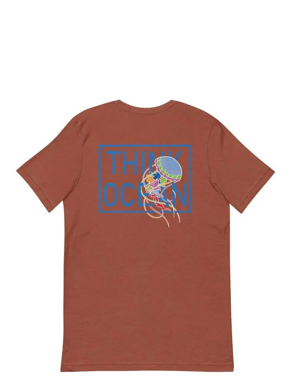 ANCHOR & CREW Clay Think Ocean Jellyfish Fluorescence Cotton Embroide T-shirt - Red