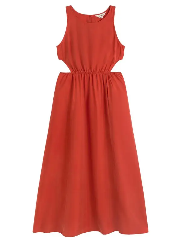 THINKING MU Cupro Kin Midi Dress - Red