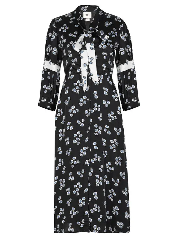 EM & SHI Monochrome Ditsy Button Down Dress - Black