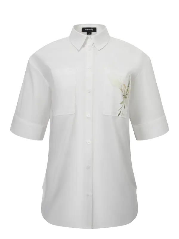 SMART AND JOY Stretch Cotton Shirt White - Pink